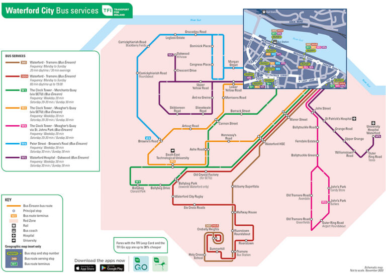 Waterford City Bus Network Maps | Transport for Ireland