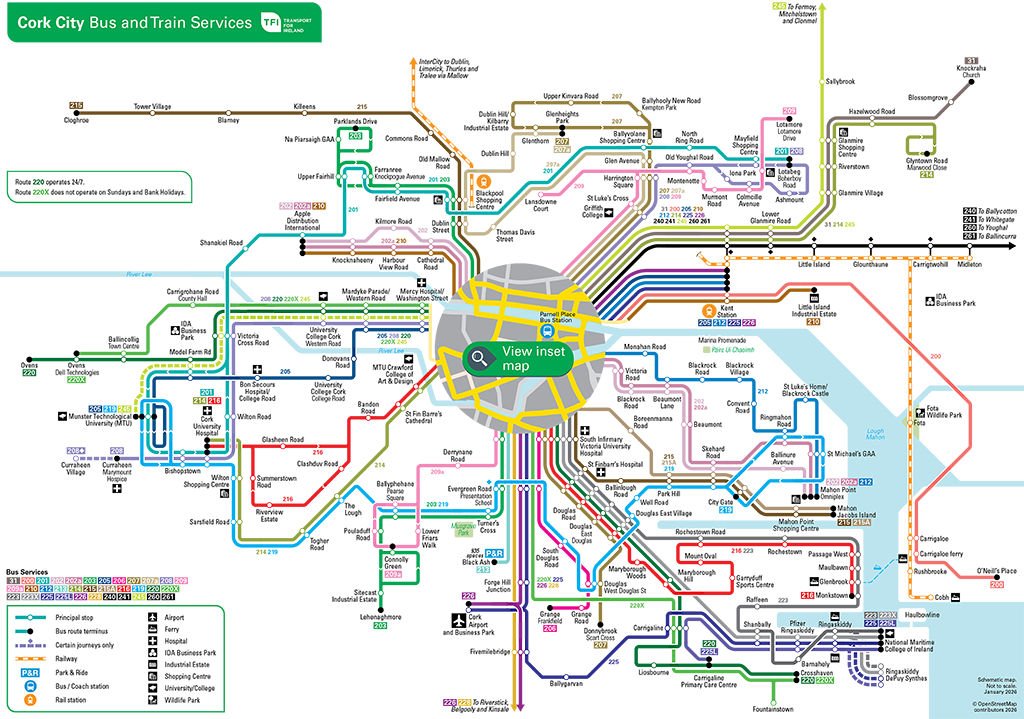 Cork City Bus & Train Network Maps | Transport for Ireland